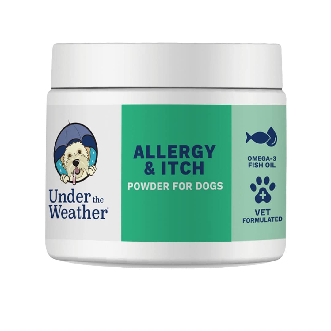 Under The Weather Allergy & Itch Relief Powder for Dogs | Dog Allergy and Itch Aid | Immune Booster and Skin & Coat Supplement for Dogs | Aids Seasonal Allergies, Skin Hot Spots & Anti-Itch