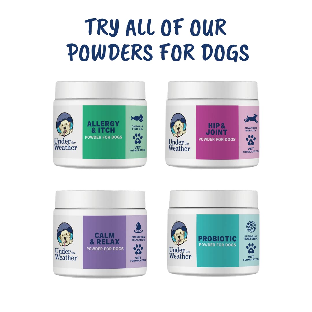 Under The Weather Allergy & Itch Relief Powder for Dogs | Dog Allergy and Itch Aid | Immune Booster and Skin & Coat Supplement for Dogs | Aids Seasonal Allergies, Skin Hot Spots & Anti-Itch