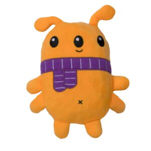 furhaven squeaky dog toy for small/medium dogs w/ spiky tpr core for dental chewing - hubble the martian tpr plush - orange/purple, one size