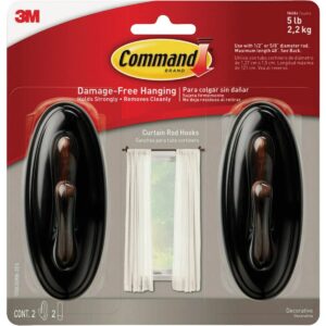 3m command oil rubbed bronze curtain rod hook (2-pack) - 1 each