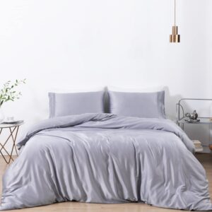 miserro gray duvet cover king size - silky soft for hair and skin duvet cover set 3 pieces with zipper closure, 1 duvet cover and 2 pillow shams