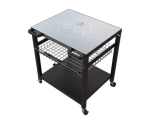 nuuk double-shelf rolling outdoor pizza oven table, 24" x 30" stainless steel commercial multifunctional food prep worktable with drawer on wheels