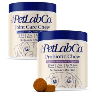 petlab co. – mobility & gut health bundle: dog probiotic for gut health, healthy yeast production, & seasonal allergies 30 count & joint supplement for dogs supporting mobility & occasional stiffness