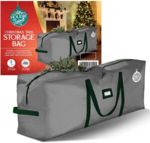 holiday spirit christmas tree storage bag - heavy-duty christmas tree bag with durable reinforced handles and zipper, waterproof storage bag protects from moisture and dust (fits a 7.5ft tree)