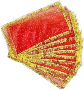 altin store mata ki chunari, decorative red cloth for asan, phatka for all goddesss, indian traditional chunri for hindu god holy chunni(30x20cm, pack of 2), gh-kmh