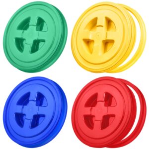 aodaer 4 pieces seal lid 5 gallon bucket twist lid food storage container lid reusable plastic seal lid food storage container lids (red, yellow, blue, green)