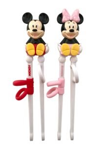 mickey & minnie chopsticks for right-handed children kids, 2 pairs