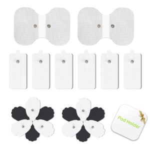 20-pack tens/ems unit replacement pads reuse 40 times with butterfly shape electrodes pads, multi-size snap on 3.5mm tens unit pads compatible with auvon tens 7000 machine(latex-free, non irritating)