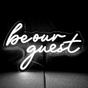 be our guest neon signs words sign light as housewarming gifts welcome led light up for guest room minimalist wall art, wedding party, bridal shower, engagement party.