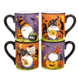 certified international halloween gnomes 18 oz. mugs, set of 4, multicolored