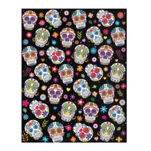 sugar skull blanket ultra soft warm cozy flannel throw blankets for women baby men bedding gifts 60"x50"