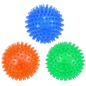 petizer 3-pack 3.5” squeaky dog toy balls, floating dog pool balls, spiky dog balls water toys, durable interactive fetch toys for puppy, dog chew toys for teething (3.5", medium/large dog)