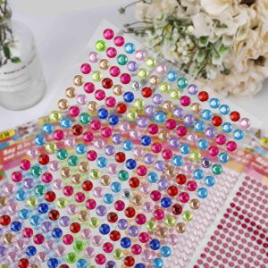 3120pcs 6mm Self-Adhesive Rhinestone Stickers Gem Stickers Jewels Crystal Embellishment Sheet for Crafts DIY Card Making (12 Sheets)