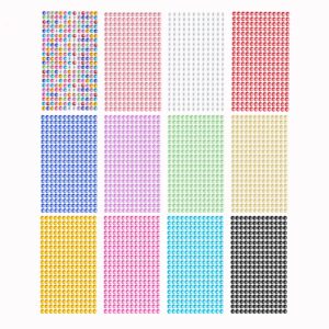 3120pcs 6mm self-adhesive rhinestone stickers gem stickers jewels crystal embellishment sheet for crafts diy card making (12 sheets)