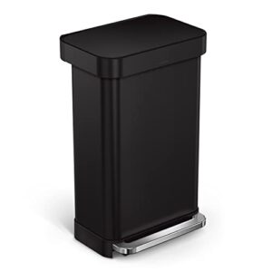 simplehuman hands-free kitchen step trash can, 45 liter, matte black