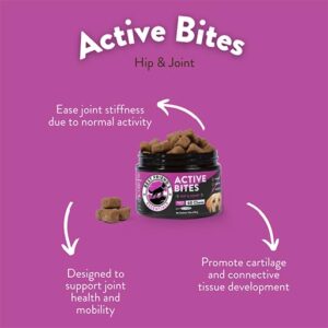 Active Bites - Joint and Hip Support Supplement- A Blend of Chondroitin, MSM, and Glucosamine in Each Tasty Chew - Small, Medium, and Large Dog Breed - Duck Flavor - by Best Friend's Essentials