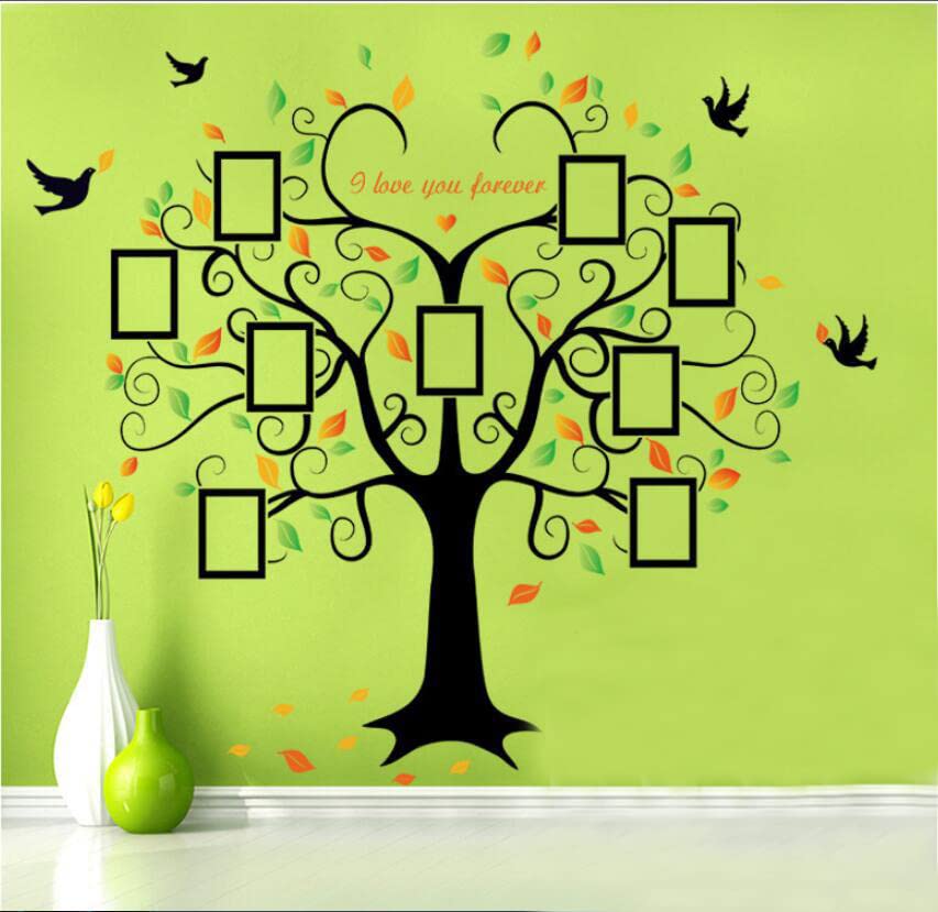 Pinenjoy Large Family Tree Wall Sticker Photo Frame Wall Decal 63x80inch Removable Self-Adhesive Vinyl Wall Clings for Living Room Bedroom Decoration