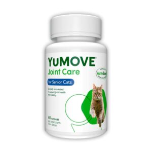 yumove cat joint supplement with glucosamine,chondroitin, msm, omega 3, hyaluronic acid, & green lipped mussel - joint support supplement - for senior cats 60 capsules