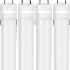 jesled dimmable t8 led type b light bulbs 4 foot, 3120+lumens, 5000k daylight white, 24w (65w equivalent), 4ft fluorescent tube replacement, ballast bypass, dual ended power, frosted, 4-pack