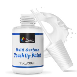 dwil white touch up paint - multi surface touch up paint pen, white paint for wall, door, cabinets, wood, furniture, 1.5 fl oz (semi-gloss, perfect white)