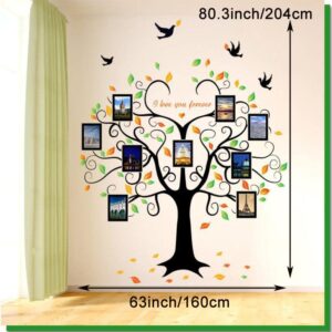 Pinenjoy Large Family Tree Wall Sticker Photo Frame Wall Decal 63x80inch Removable Self-Adhesive Vinyl Wall Clings for Living Room Bedroom Decoration