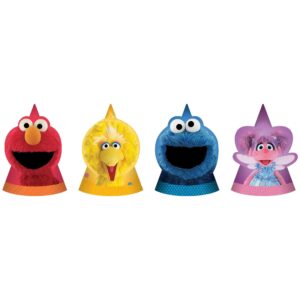 amscan fun everyday sesame street die cut paper hat - 6" (pack of 8) - vibrant design - perfect for parties and playdates