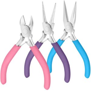 jewelry pliers set - needle nose, round nose and wire cutters for jewelry making, repair and crafts