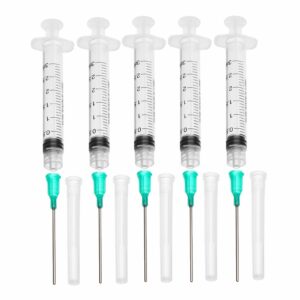 dispensers applicator syringes set, 5 pack 3ml dispensing syringes with dispensing needles and caps for diy quilling, acrylic painting, oiler bottle, craft, artwork hobbies