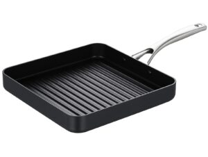 qstar 10.5 in hard-anodized aluminum nonstick grill pan with stainless steel handle