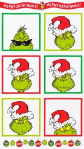 robert kaufman fabrics how the grinch stole christmas dr. seuss grinch faces panel holiday