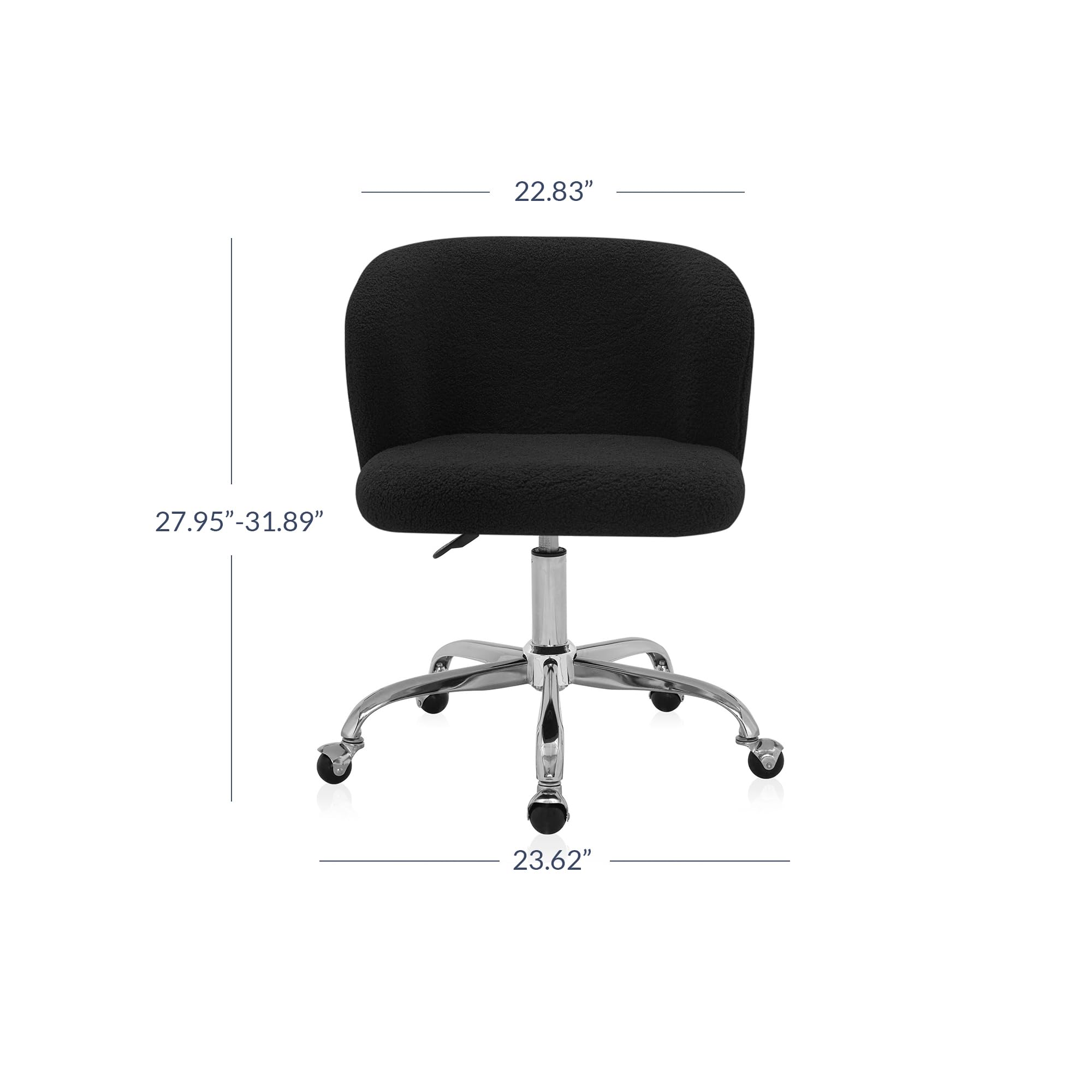 BELLEZE Modern Upholstered Boucle Office Desk Chair with Swivel Wheels and Adjustable Height Accent Chair Decorative Office or Vanity, Stylish Comfy - Aston (Black)