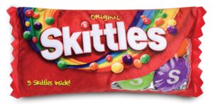 iscream skittles package 16" x 8.5" pillow set with mini skittles candy pillows