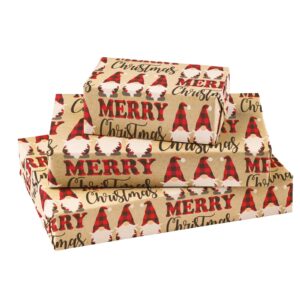 ruspepa kraft christmas wrapping paper roll - mini roll - red and black plaid gnome design for holiday gift wrap - 17.5 inches x 32.8 feet