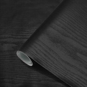 seonta wood contact paper black 16"x118" wood peel and stick wallpaper waterproof self adhesive wallpaper table sticker cover wood vinyl wrap for countertop desk table cabinets