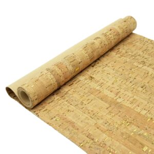 sorencut cork fabric by the yard for sewing: natural cork and gold embellished craft fabric sheet,glitter fabric roll 12.5 * 54 inch for earrings and other handcrafts diy projects