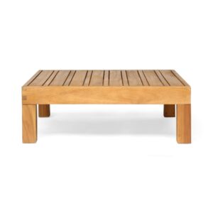 Christopher Knight Home Oana Outdoor Right Arm Loveseat and Coffee Table Set - Acacia Wood - Teak/Beige