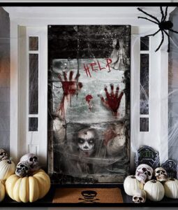 rror door cover halloween horrible door banner for halloween party decoration halloween wall decoration backdrop halloween home hanging decor halloween party supplies photo background