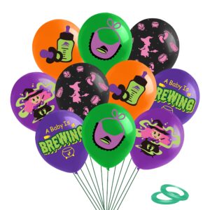 bkeecten 52pcs halloween baby shower decorations balloon arch, halloween a baby is brewing balloon black orange purple green balloon for baby birthday pregnancy announcement gender reveal party supply