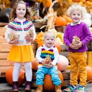 36 Pcs Thanksgiving Burlap Bags Thanksgiving Treat Goodies Bags Pumpkin Turkey Burlap Gift Bags with Drawstring Fall Candy Bags with Pumpkin Card Small Drawstring Pouch for Thanksgiving Fall Party