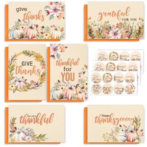 anydesign watercolor autumn greeting cards bulk 36 pack thanksgiving pumpkin greeting cards with matching seal sticker envelopes thankful note cards for wedding baby shower birthday stationery