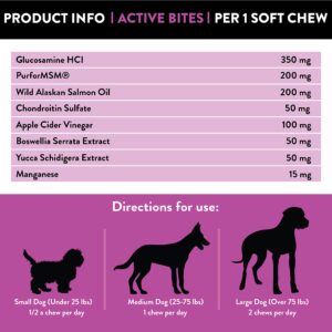 Active Bites - Joint and Hip Support Supplement- A Blend of Chondroitin, MSM, and Glucosamine in Each Tasty Chew - Small, Medium, and Large Dog Breed - Duck Flavor - by Best Friend's Essentials