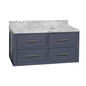 kitchen bath collection helsinki 48-inch floating bathroom vanity (carrara/marine gray): includes marine gray cabinet with carrara countertop and white ceramic sink