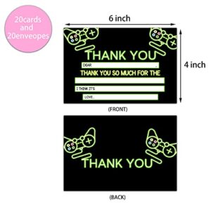 Lesixur Video Game Birthday Party Thank You Cards for Kids, Thank You Notes for Girls Boys, Party Decorations, Supplies for Kids Teens, 27 Cards With Envelopes(A08)