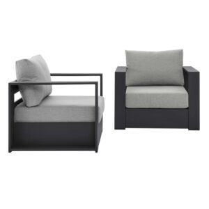 modway tahoe fabric & aluminum outdoor armchair in gray (set of 2)