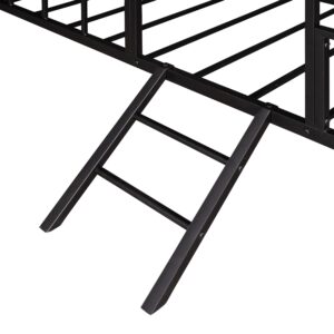 MERITLINE House Bed Full Size Kids Bed Frame Metal Platform Bed Frame, No Box Spring Needed, for Girls Boys - Black