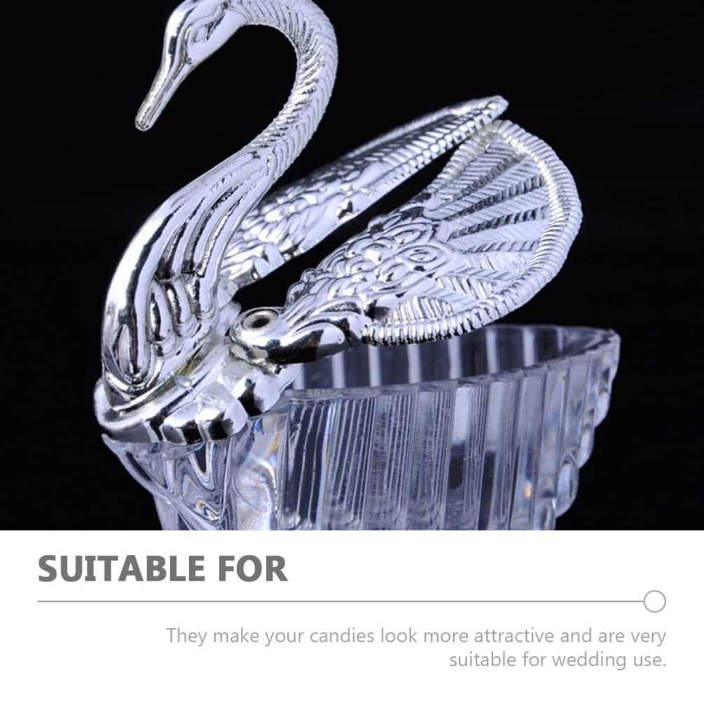 24Pcs Wedding Candy Boxes Swan Shaped Candy Containers Packing Boxes Ornament Fillable Pouch Party Favors for Wedding Bridal Shower Party Supplies Silver