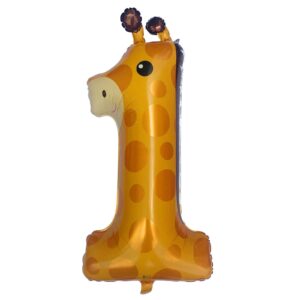 giraffe 1st birthday balloons 40 inch large number 1 balloon wild 1 birthday decorations first party supplies for baby shower safari animals ballon