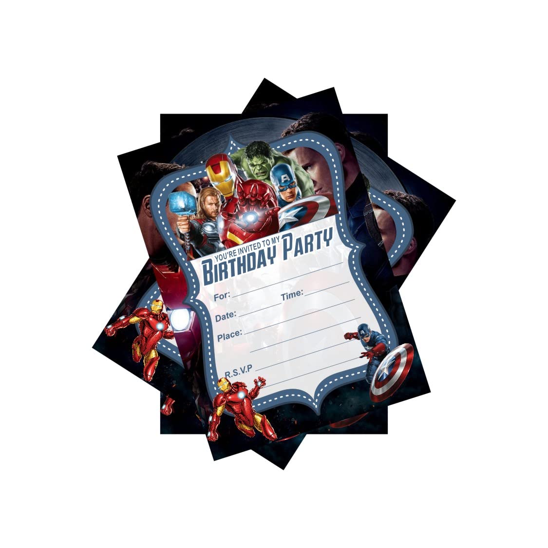 DTBBKSY 24PCS Superhero Birthday Invitations,Superhero Party Invitations, Superhero Birthday Party Supplies Decoration (Invitations 24pcs)