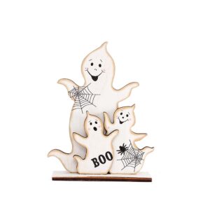 halloween ghost witch wooden table sign vintage halloween decoration table centerpieces standing tabletop decoration halloween desk tiered tray decor for halloween party decor (1pcs, d)