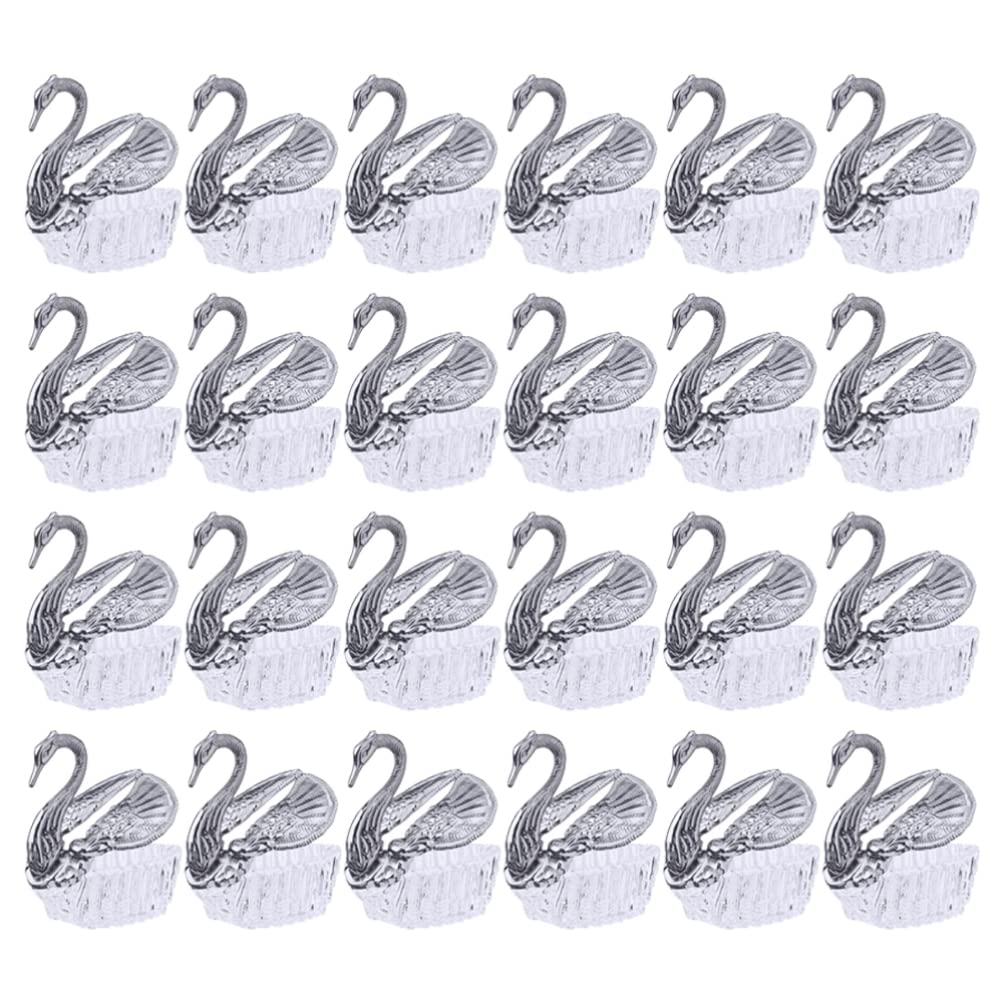 24Pcs Wedding Candy Boxes Swan Shaped Candy Containers Packing Boxes Ornament Fillable Pouch Party Favors for Wedding Bridal Shower Party Supplies Silver